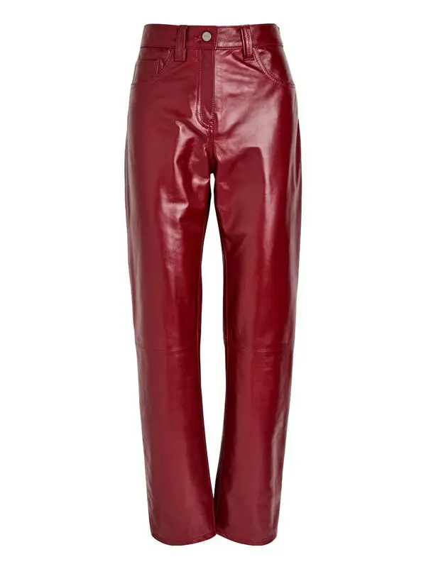 Khaite Callum Straight-leg Leather Trousers - Red