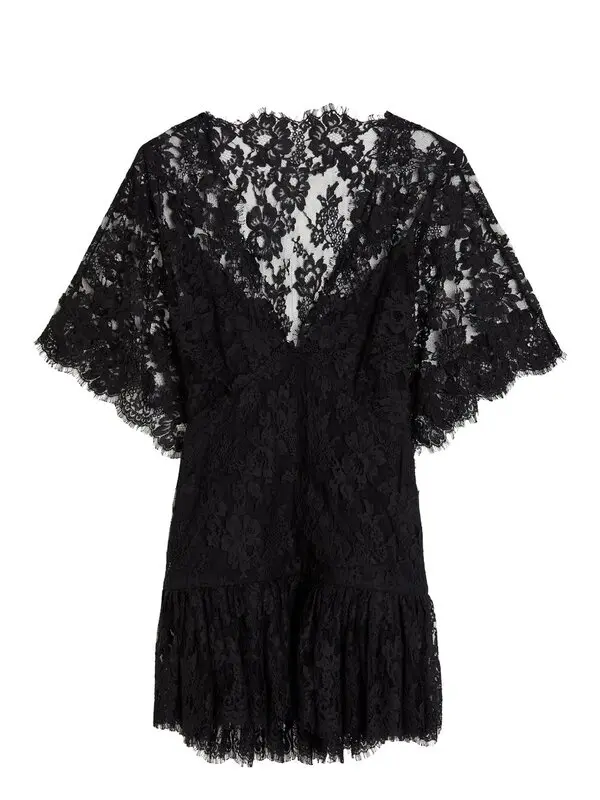 Chloé Floral Guipure Lace Top - Black