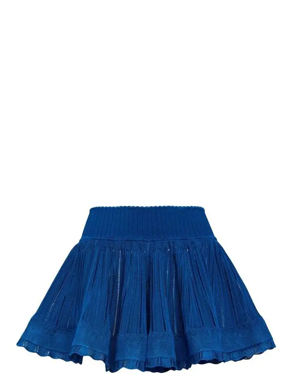 ALAÃA Flared Mini Length Shorts - Blue