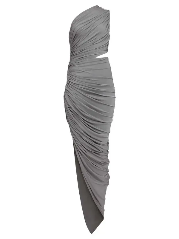 Alaïa Asymmetrical Cut-out Midi Dress - Grey