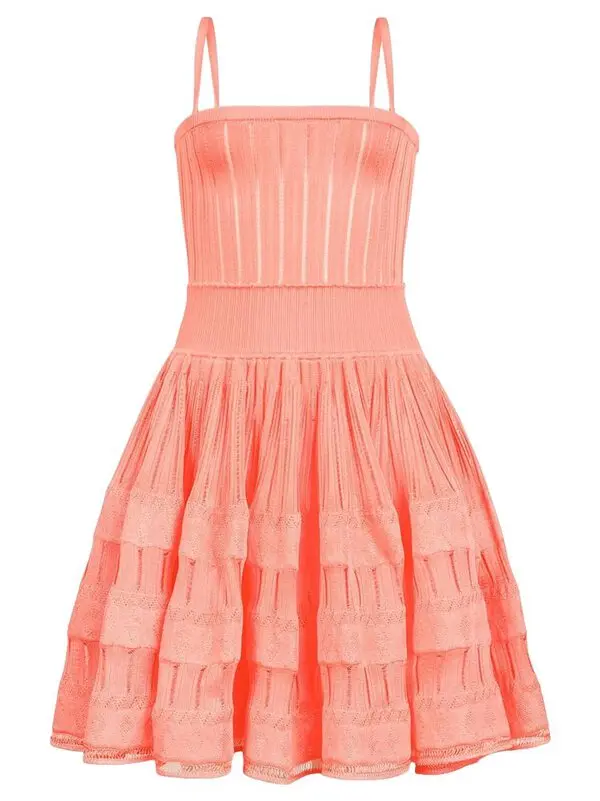 ALAÃA Alaïa Shiny Crinoline Knit Mini Dress - Orange