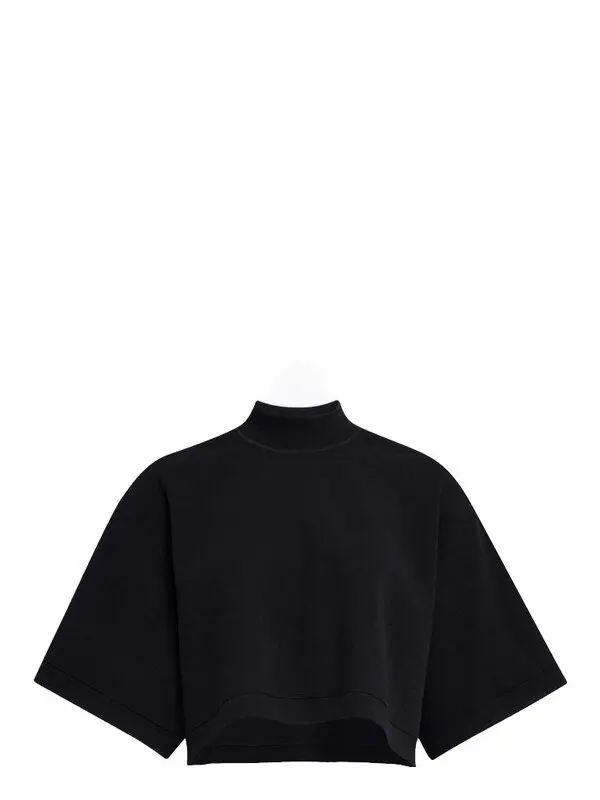 ALAÃA Short Sleeve Knitted Crop Top - Black