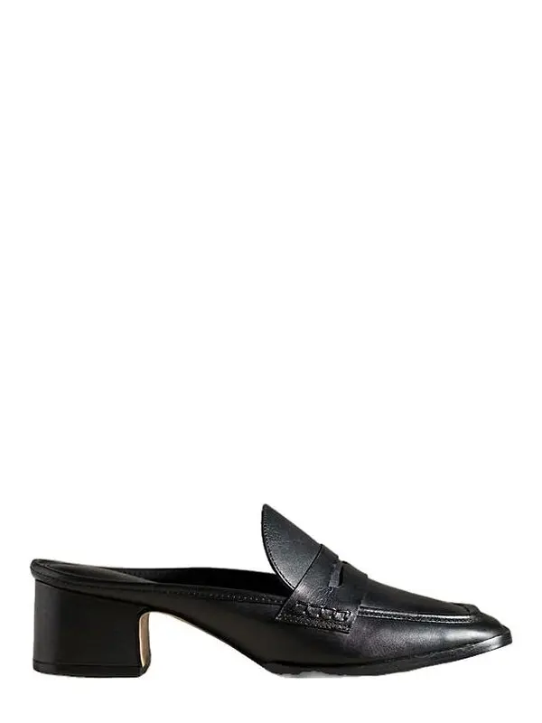 Maeve Loafer Mule Heels - Black