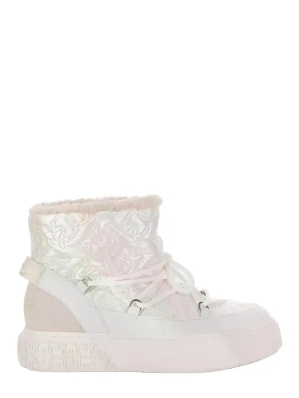 Pinko Quilted Platform Boots - White