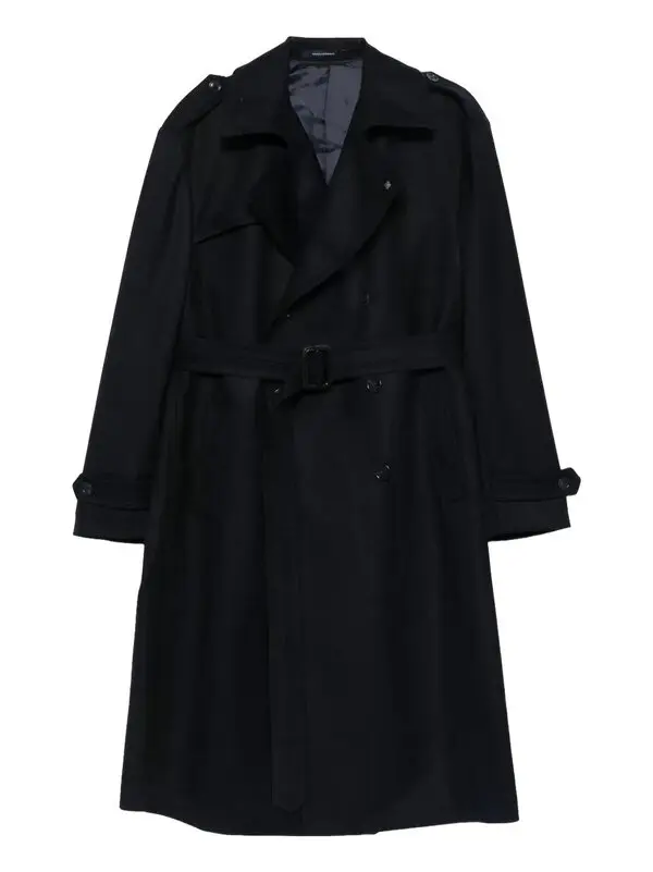 Tagliatore Belted Double-breasted Coat - Blue
