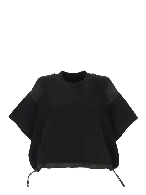 Sacai Knitted Top With Drawstring Hem - Black
