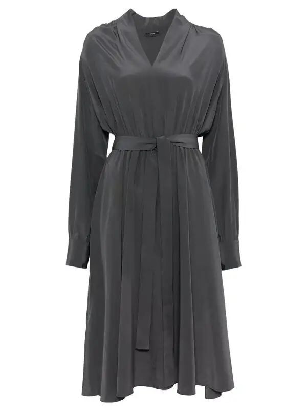 JOSEPH Belted Silk Dress - Grey