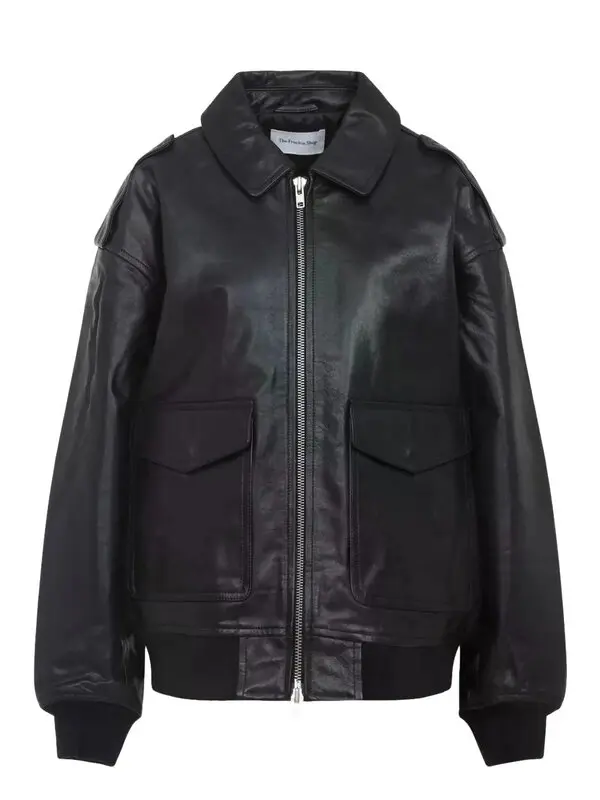 THE FRANKIE SHOP Leather Jacket With Pockets - Black