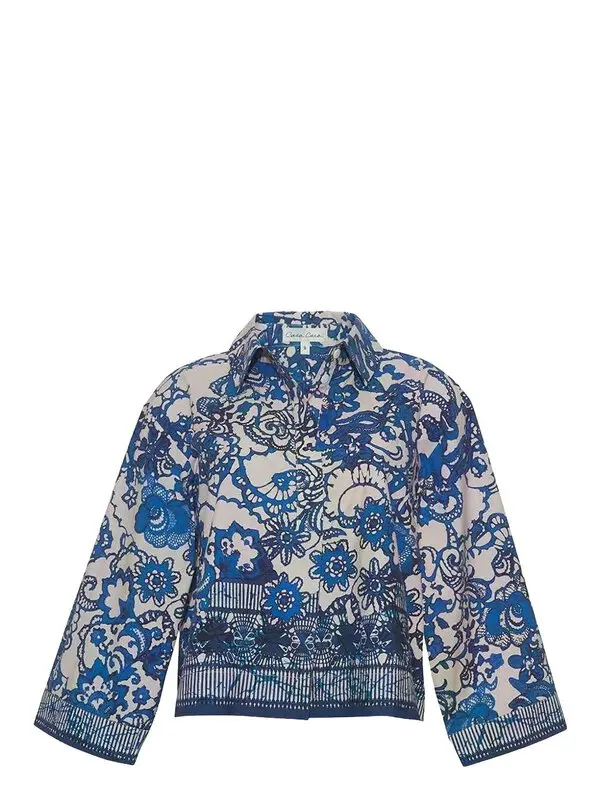 Cara Cara Floral-print Button-up Shirt - Blue