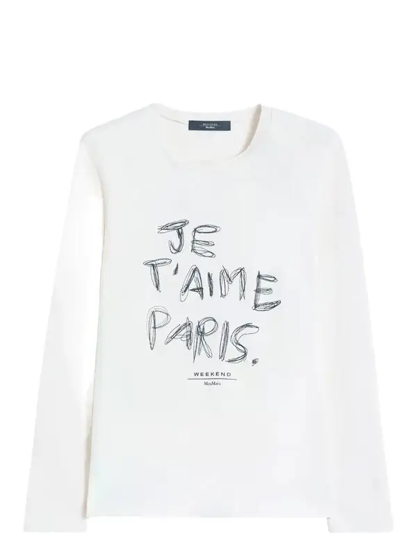 Max Mara Lettering-print Long-sleeve T-shirt - Neutrals