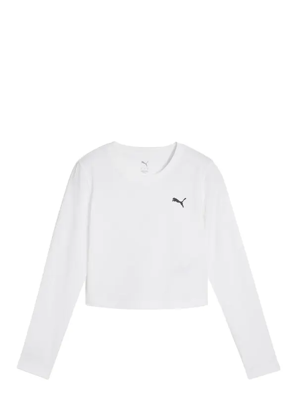 PUMA Wardrobe Essentials Cropped Long Sleeve T-shirt - White