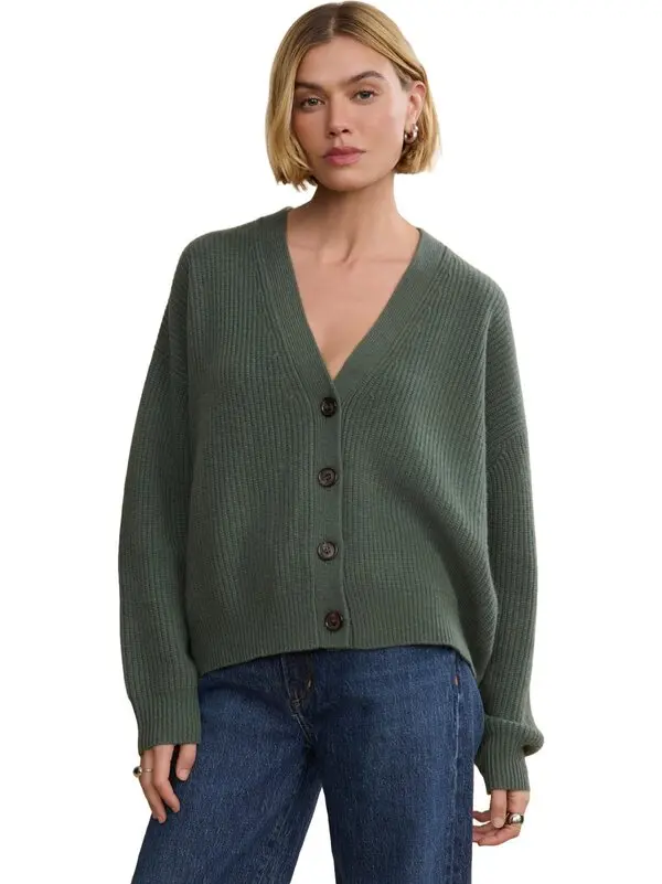Jenni Kayne Cropped Cashmere Cocoon Cardigan - Multicolor,pine Linen