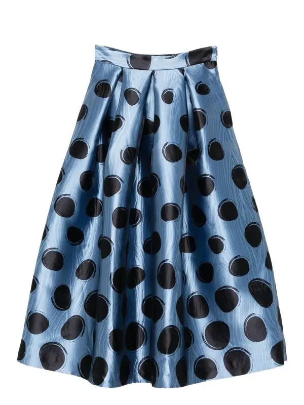 LUNATICA MILANO Printed Pleated Midi Skirt - Clear Blue