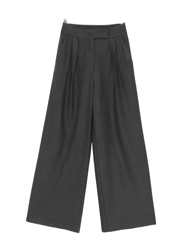 THELAURENT Wide Leg Pleated Trousers - Grey