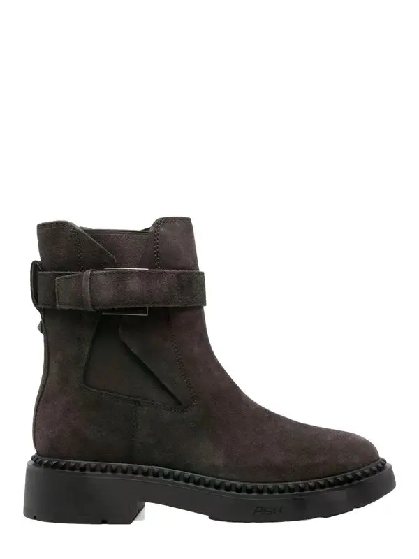 Ash Buckle-strap Suede Boots - Brown