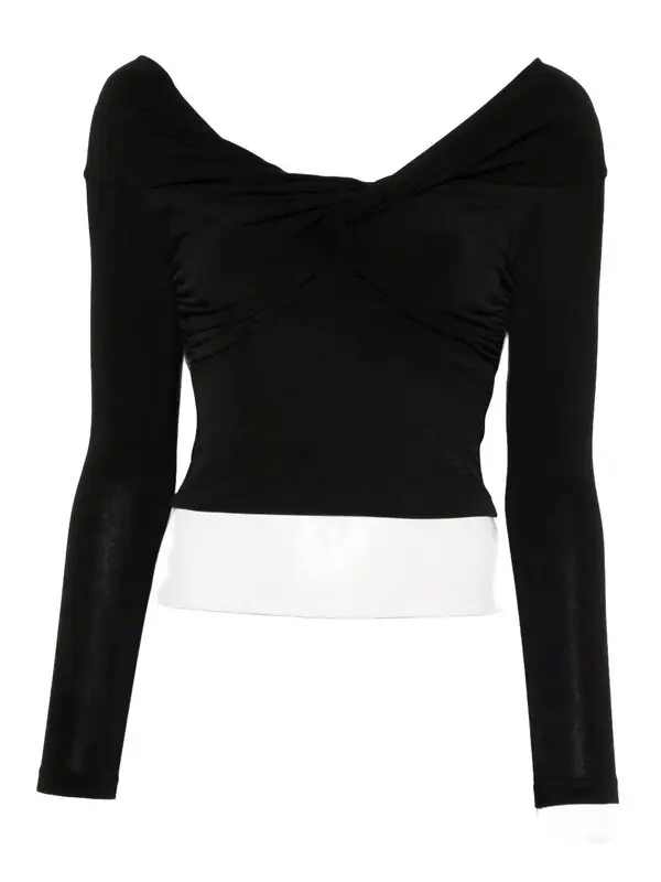 Patrizia Pepe Cropped Long-sleeved T-shirt - Black