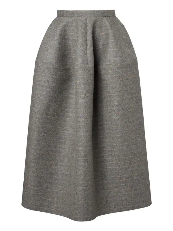 Erdem Striped Wool And Mohair Flannel Midi Skirt - Grey