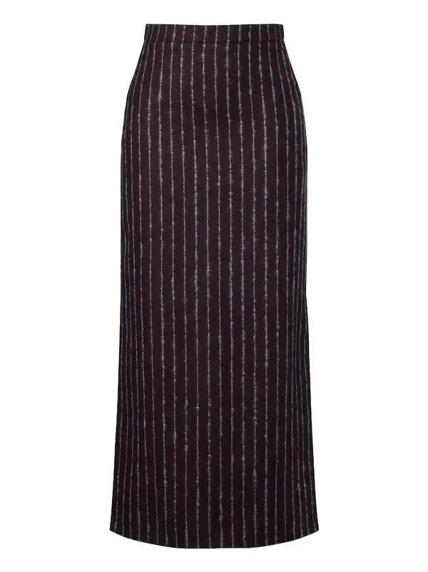Erdem Pinstripe Wool And Mohair Pencil Skirt - Burgundy