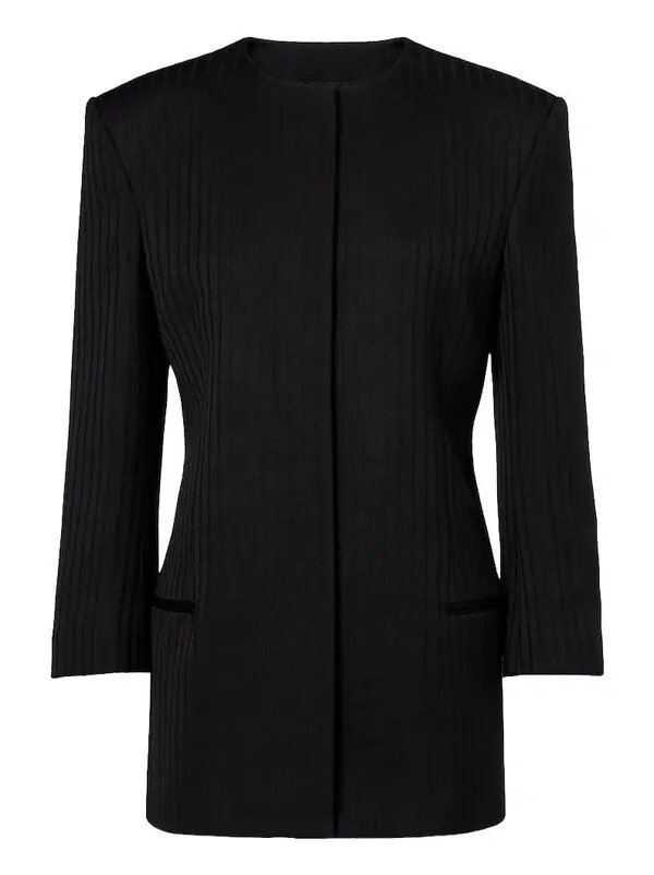 Calvin Klein Ribbed-knit Wool Blazer - Black