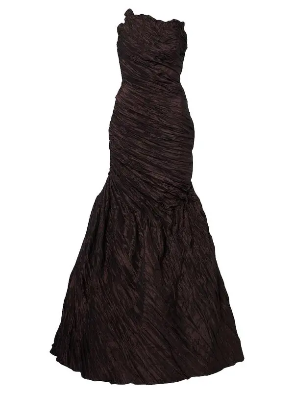 MARMAR HALIM Draped Off-shoulder Corset Gown - Brown