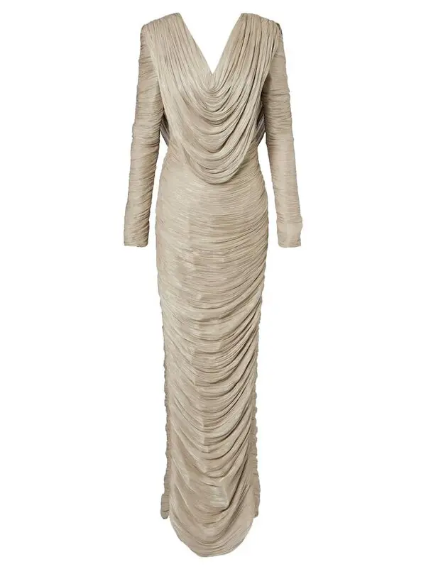 MARMAR HALIM Draped Pleated Gown - Gold