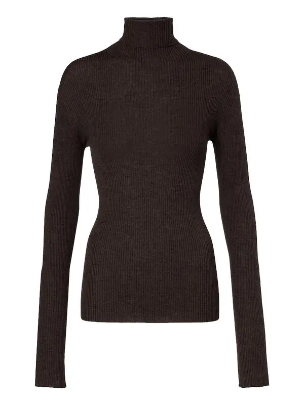 Calvin Klein Ribbed-knit Wool Turtleneck Sweater - Brown