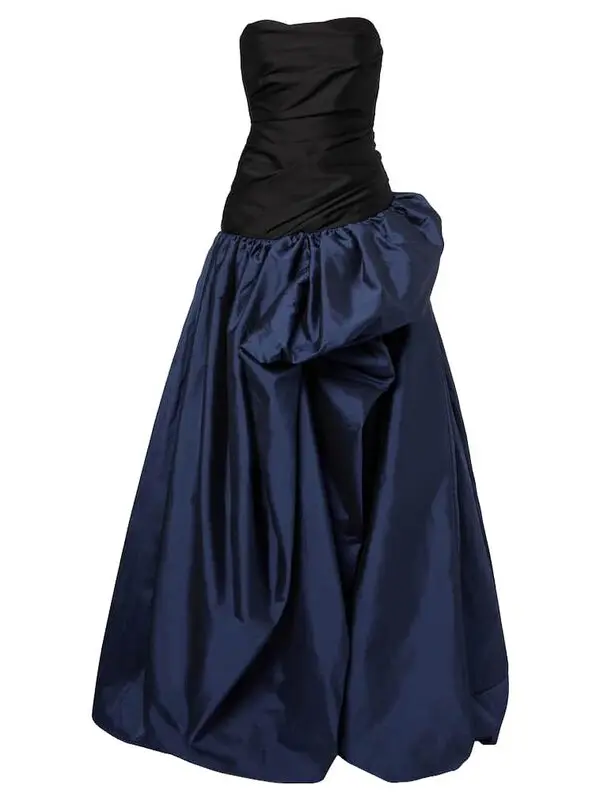 MARMAR HALIM Draped Off-shoulder Corset Gown - Blue