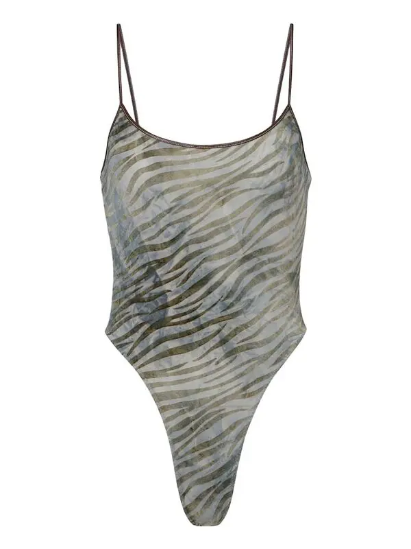 JACQUES WEI Zebra-print Bodysuit - Grey