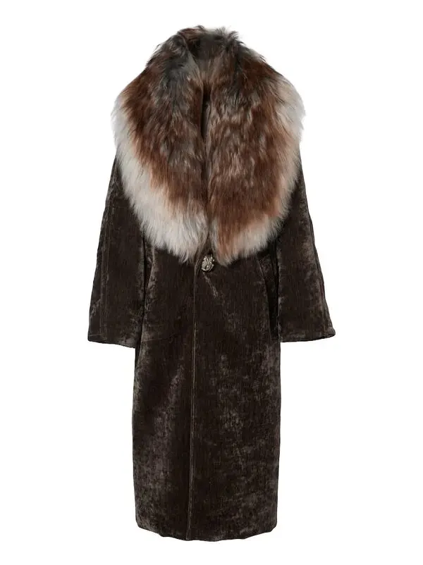 JACQUES WEI Shearling-trimmed Coat - Brown