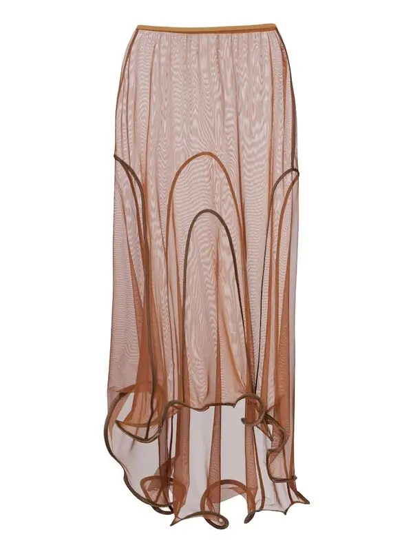 JACQUES WEI Sheer Maxi Skirt - Brown