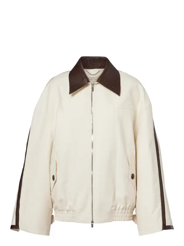 JACQUES WEI Leather-trimmed Cotton Jacket - Beige