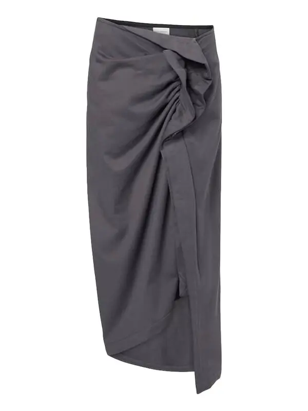 Dries Van Noten Ruffled Cotton Midi Skirt - Grey
