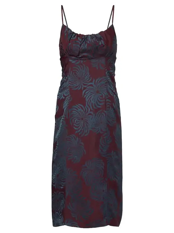 Dries Van Noten Floral Jacquard Midi Dress - Burgundy