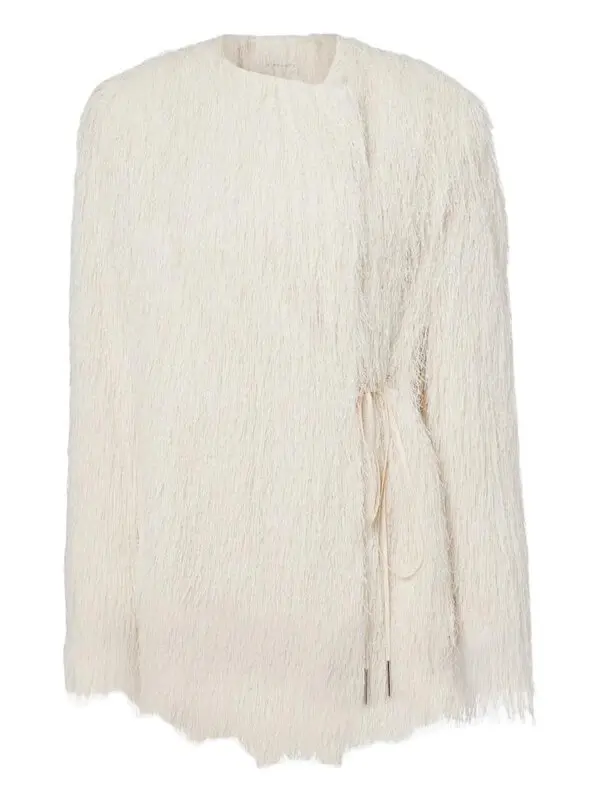 Dries Van Noten Fringed Polyester Jacket - White