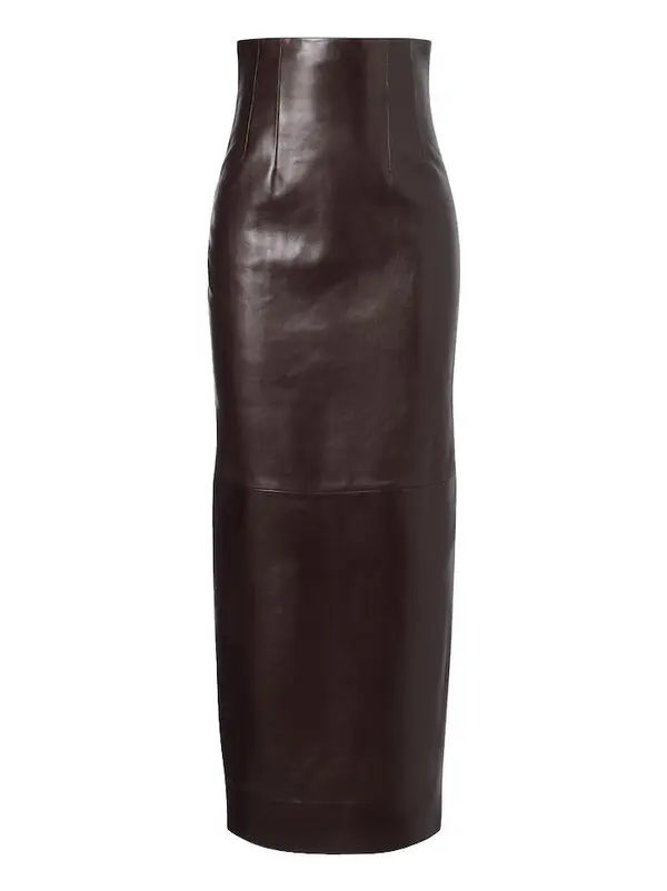 Khaite Loxley Leather Maxi Skirt - Brown
