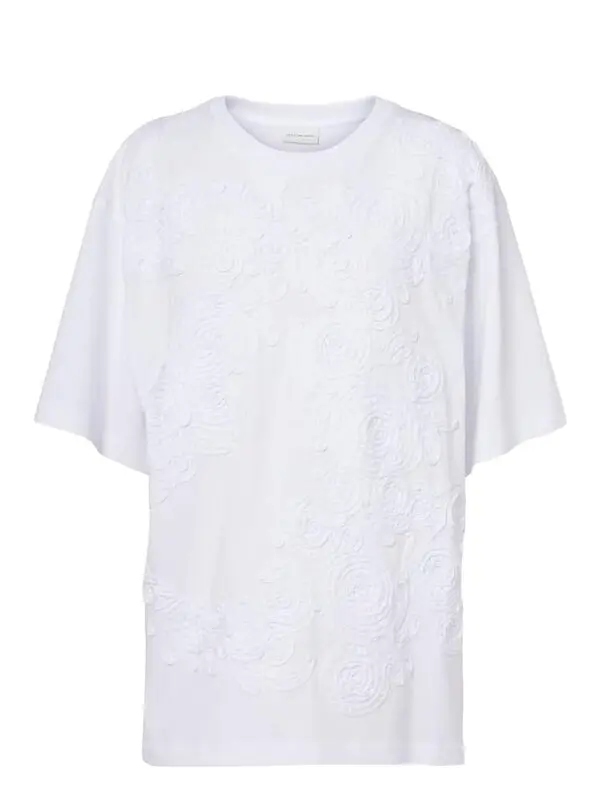 Dries Van Noten Embroidered Oversized Cotton T-shirt - White