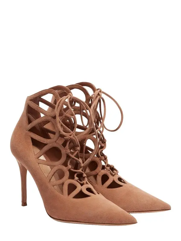 GIANVITO ROSSI Pointy 95 Suede Pumps - Beige