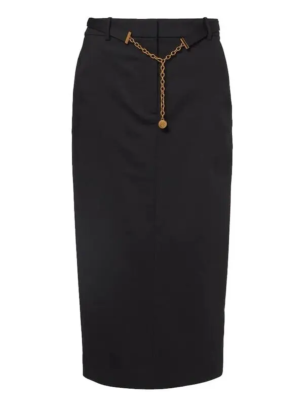 Veronica Beard Belted Wool Pencil Skirt - Black