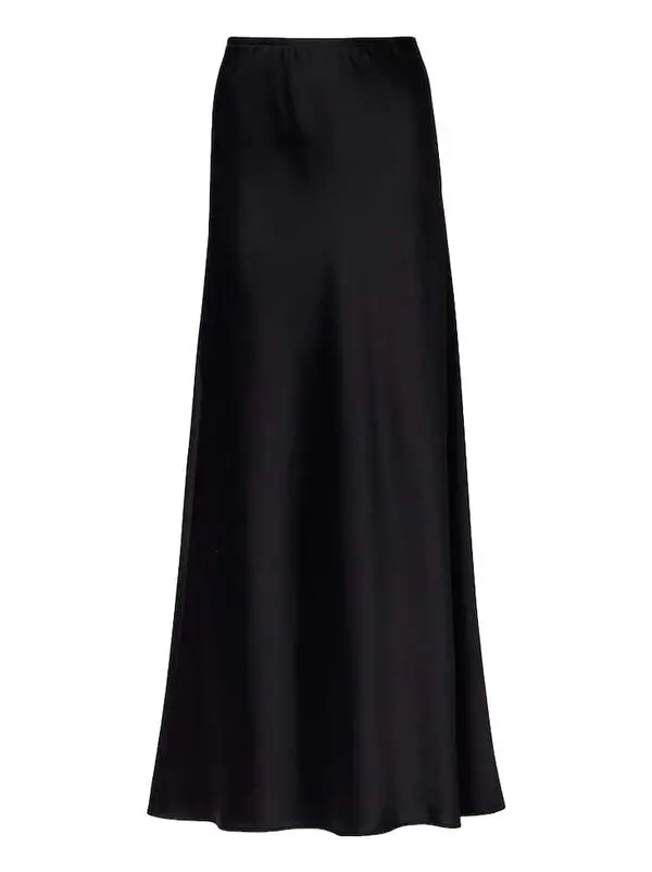 LESET Barb Satin Maxi Skirt - Black
