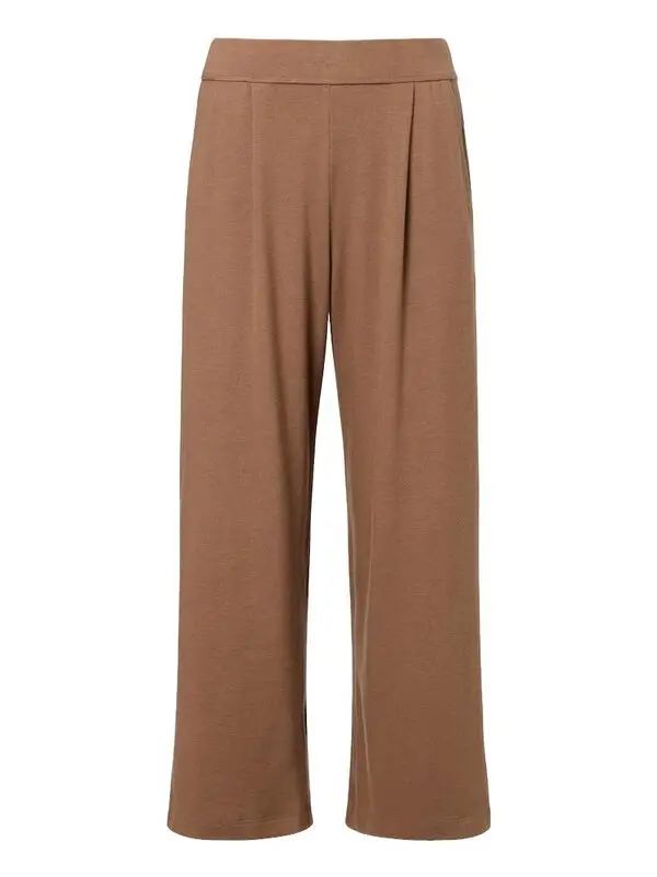 LESET Lauren Jersey Wide-leg Pants - Brown