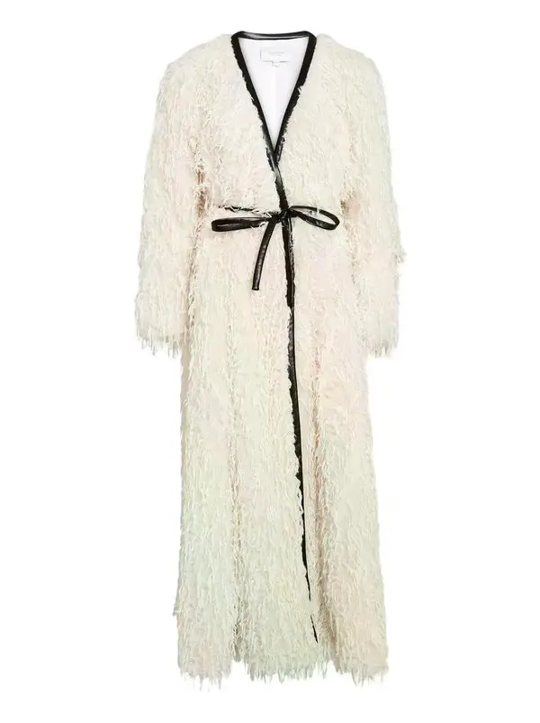 Giambattista Valli Feathery Fringe Wrap Coat - Neutrals