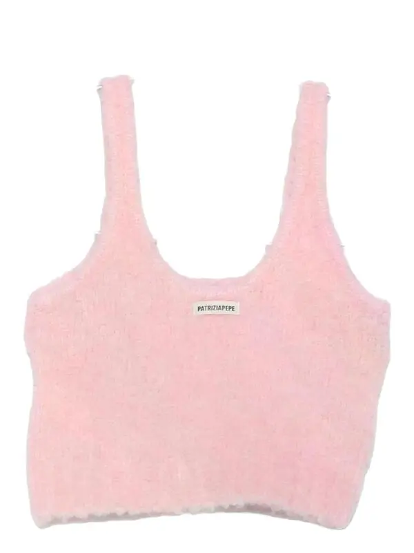 Patrizia Pepe Logo-patch Knitted Top - Pink