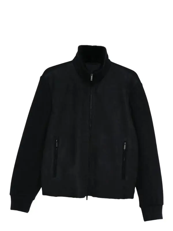 Giorgio Armani High-neck Bluson Jacket With Shearling Details - Black
