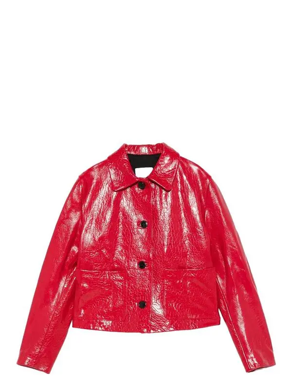 CASSELL Embossed Leather Jacket - Red