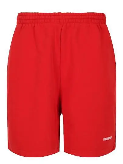 Balenciaga Terry Vintage Logo Sweat Shorts - Bright Red