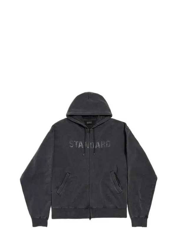 Balenciaga Oversized Zip-up Hoodie - Black