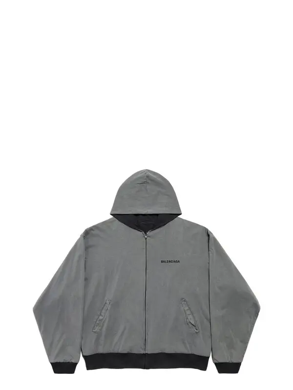 Balenciaga Back Reversible Zip-up Hoodie - Grey & Silver