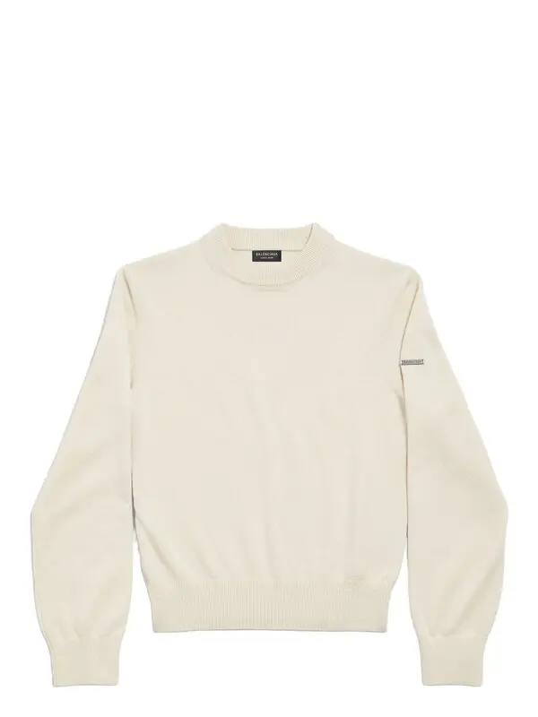Balenciaga Classic Cashmere Knit Crewneck Sweater - Cream
