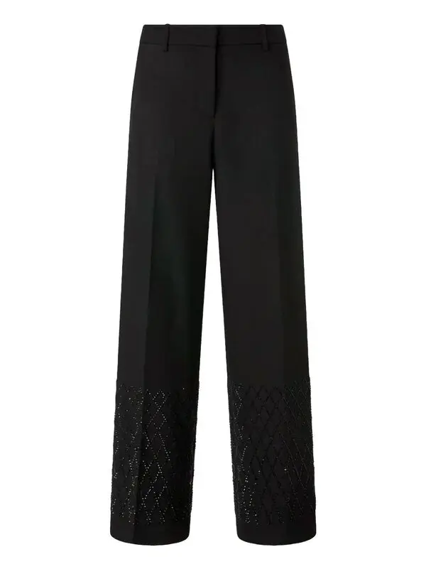 Pinko Embellished-hem Pleated Trousers - Black