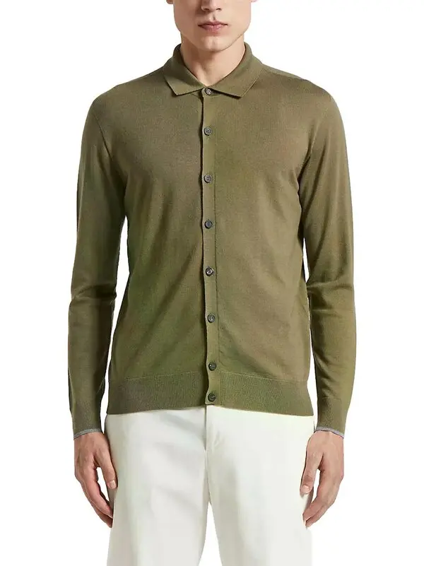 Peserico Polo-neck Buttoned Sweater - Green